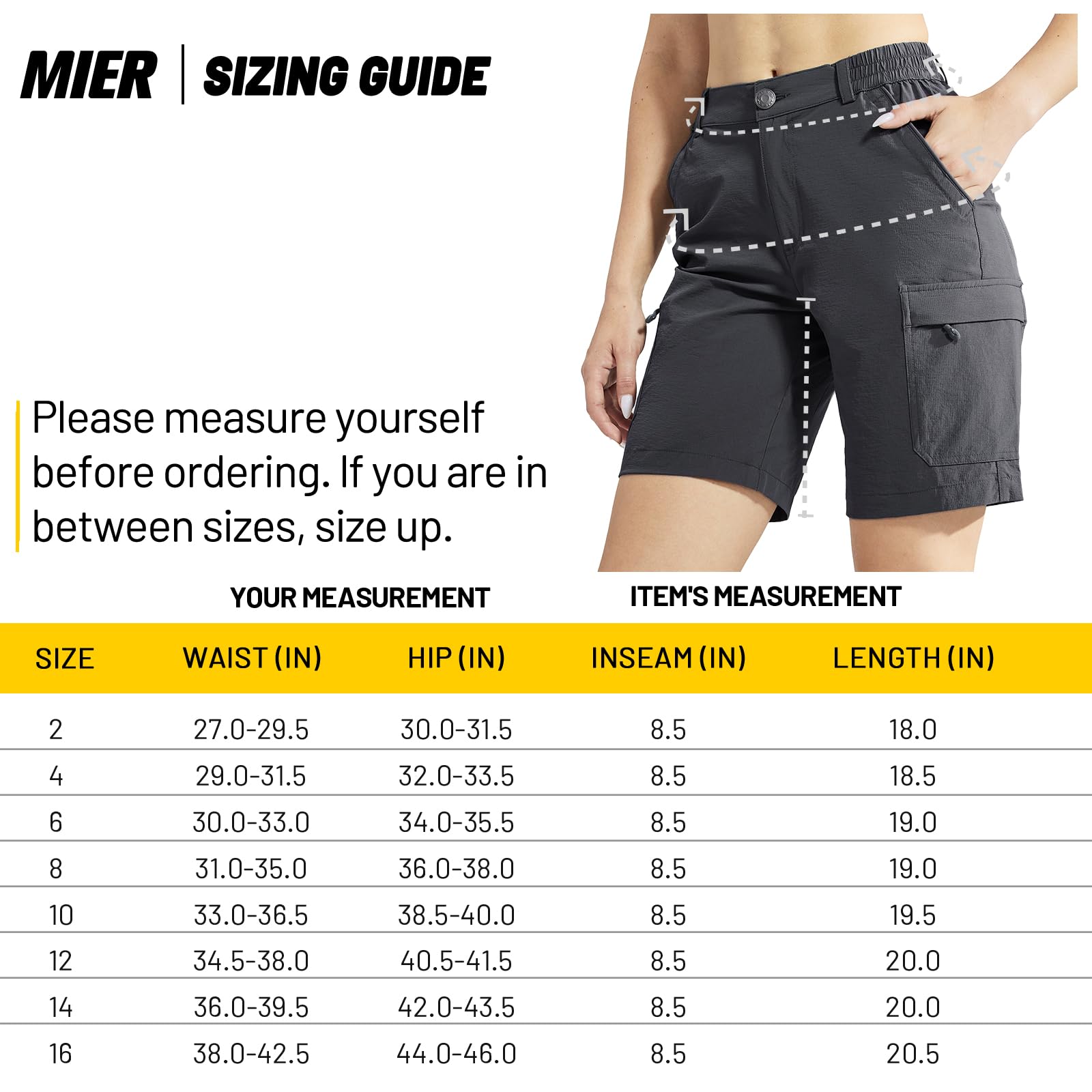 MIER Women's Hiking Cargo Shorts Quick Dry Stretchy Summer Shorts with 6 Pockets, Water Resistant and Lightweight, Graphite Grey, 8