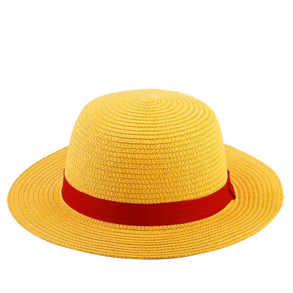 Straw Hat Cosplay Accessory Anime Sun Beach Hats for Halloween Party Travel Performance Costume Yellow