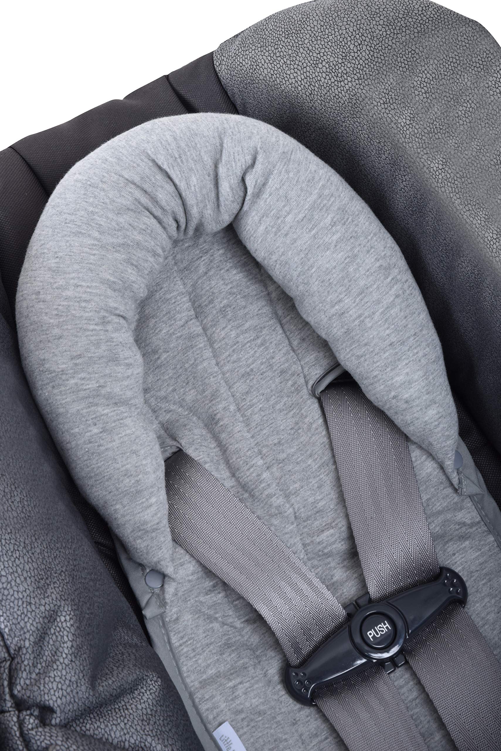 Little Me Baby Carrier Car Seat 4 Piece Set - Includes Infant Head Support, Carrier Canopy, Seat Belt Strap Covers, and Carrier Arm Cushion