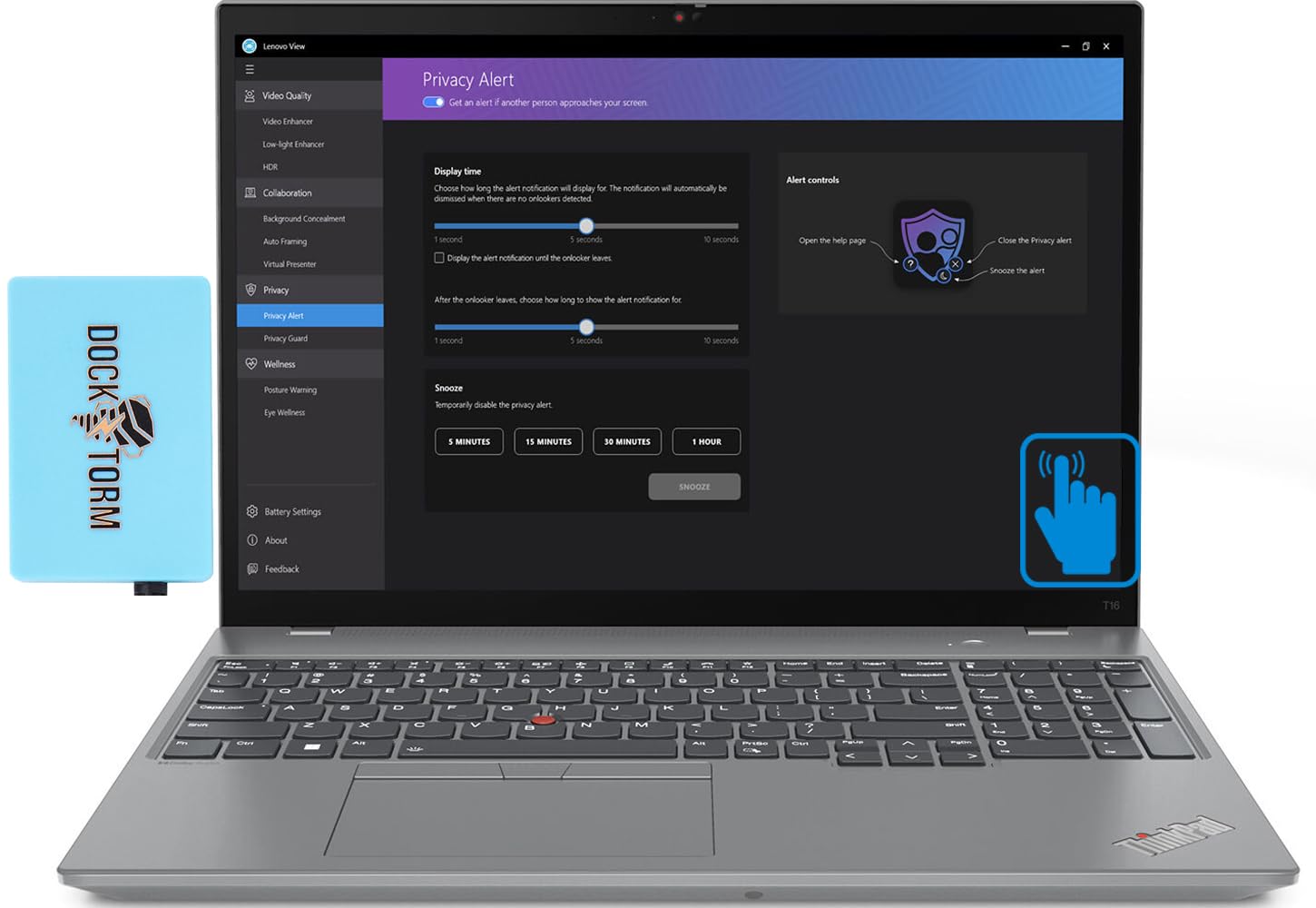 Lenovo T16 Gen 2 16.0" Touchscreen WUXGA IPS Laptop (Intel i7-1355U 10-Core, 16GB RAM, 512GB SSD, Intel UHD, Backlit KYB, FP, 2 Thunderbolt 4, WiFi 6E, Win 10 Pro) w/Dockztorm Dock