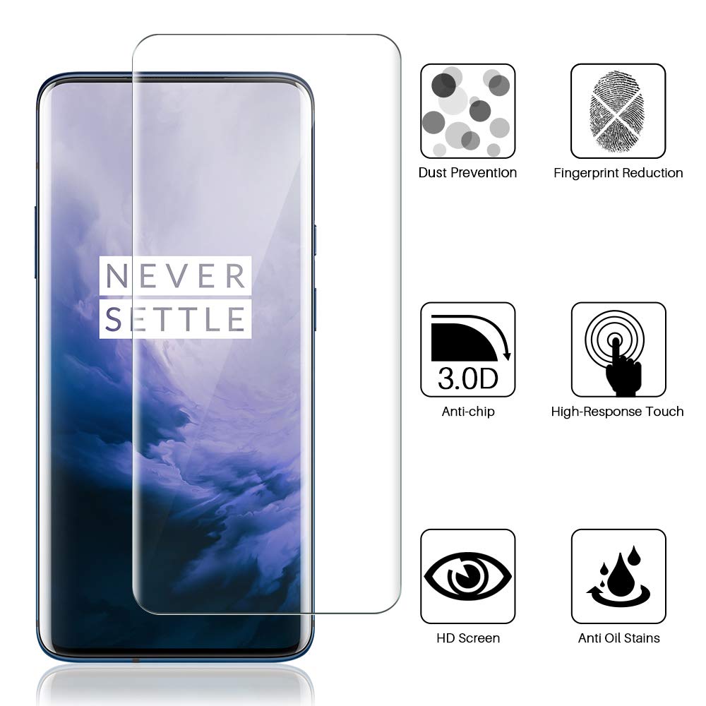 LK 3 Pack Screen Protector Compatible with Oneplus 7 Pro/Oneplus 7t Pro/Oneplus 7 Pro 5G, Ultrasonic Fingerprint Compatible, Flexible TPU Film HD Transparent, Case Friendly