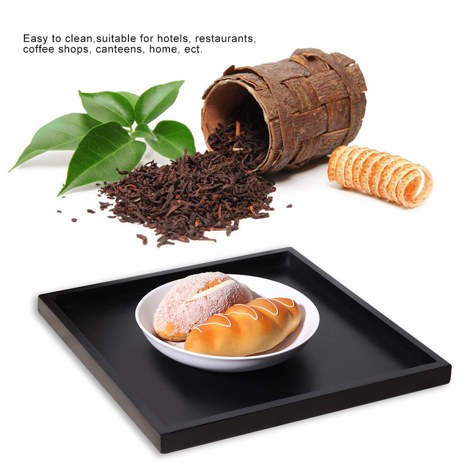 Serving Tray Black Square Decorative Serving Tray Wooden Ottoman Tray Coffee Table Farmhouse Home Decorations 12x12inch