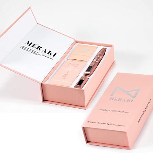 MERAKI II Professional Wireless Permanent Makeup Machine Tattoo Kit - 5 Speeds - Rechargeable Battery - Powder Brows, Lip Blushing (Machine, Meraki II - Pink)