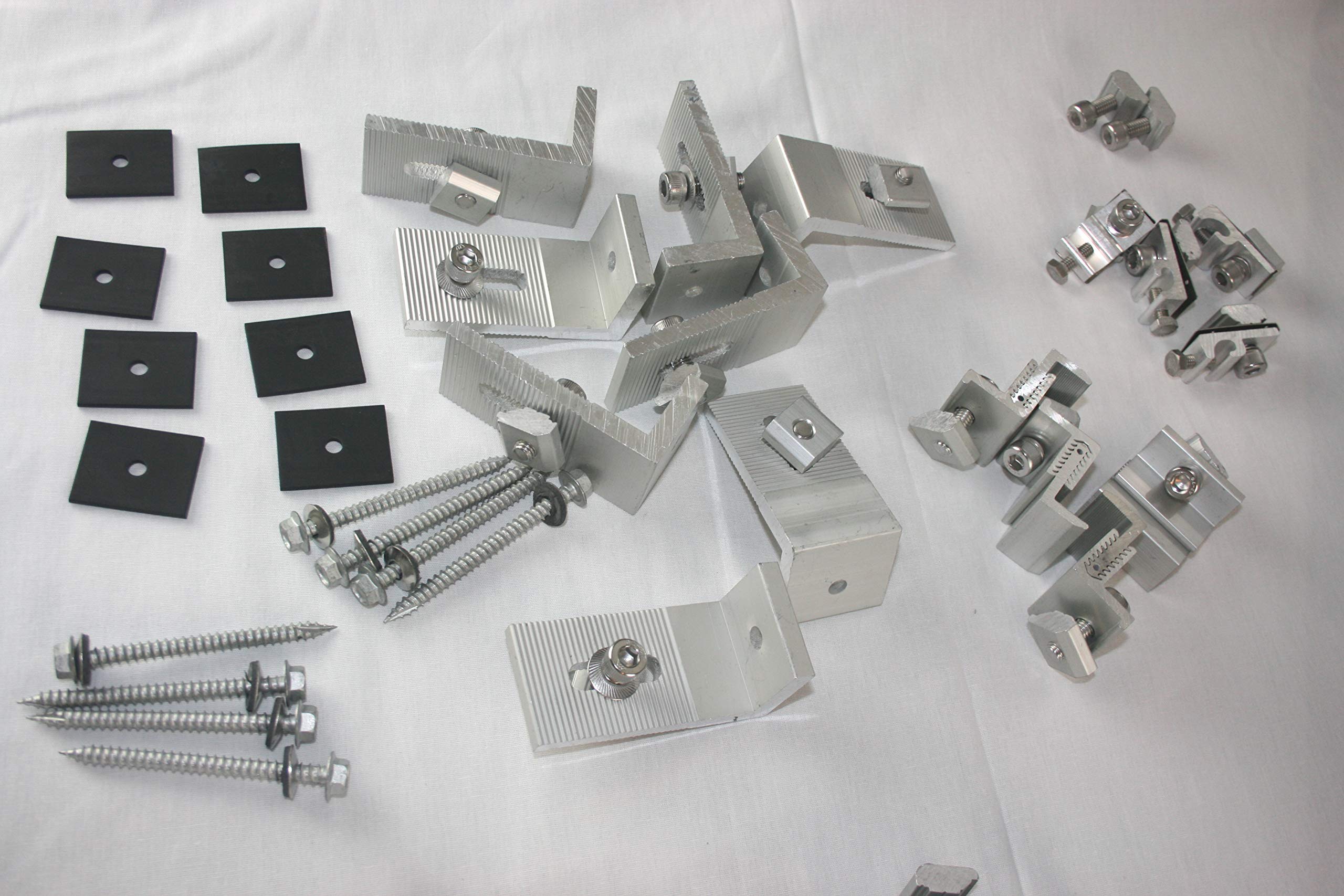 Solar Panel Mounting kit to Mount for 12 Solar Panels, with Clamps, L-Brackets & 88 Inch Rails