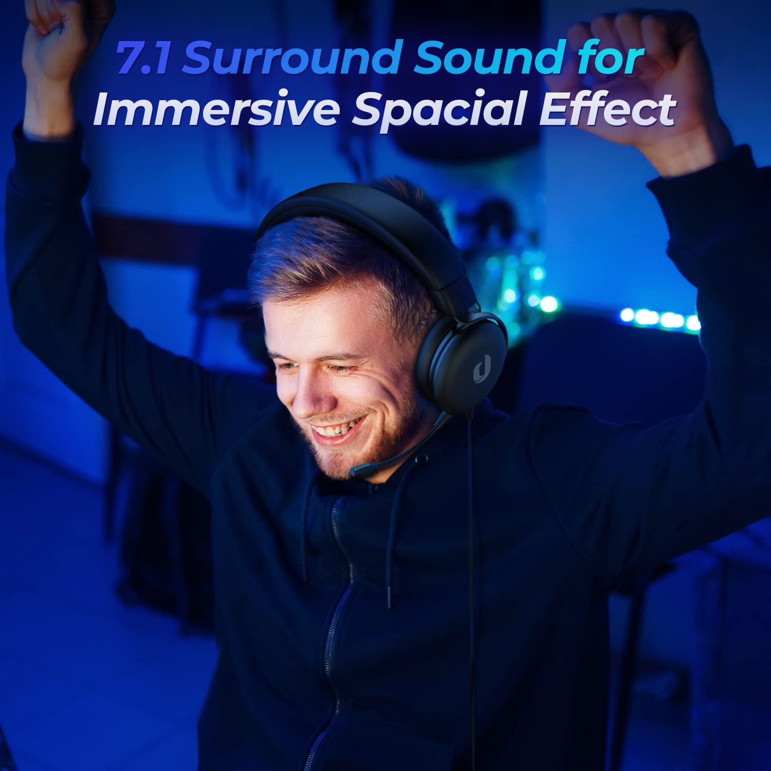 SENZER Gaming Headset with Microphone - 7.1 Surround Sound, Lightweight & Ultra-Soft Memory Foam Cushion, Detachable Noise Canceling Mic - for PC PS4 PS5 Xbox One, Xbox Series X|S, Switch Mobile