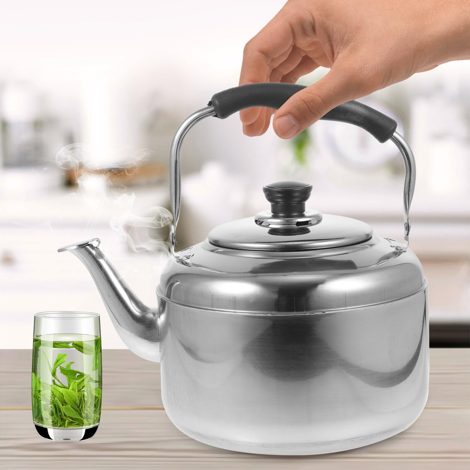 Lurrose Small Tea Kettle Boiling Teapot Fast Boiling Water Kettle Glass Camp Kettle Loose Tea Steeper Electric Water Bottle Hot Water Coffee Pot Stainless Steel Teakettle Heating Filter