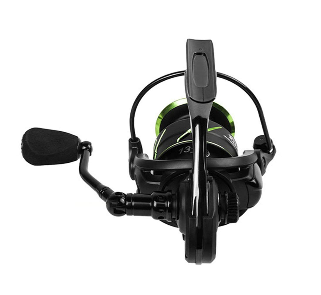 LLJPYX7L Fishing Reel Black, 14 Stainless Steel Bearings are Rugged for Beginners use Left and Right Interchangeable for Ocean, Lake, River, Beach (Size : 3000)