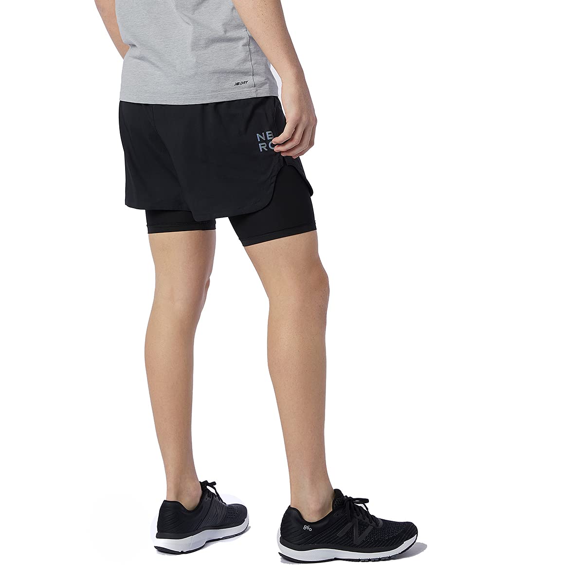 New Balance Men's Q Speed Fuel 2 in 1 5 Inch Short, Black , Large