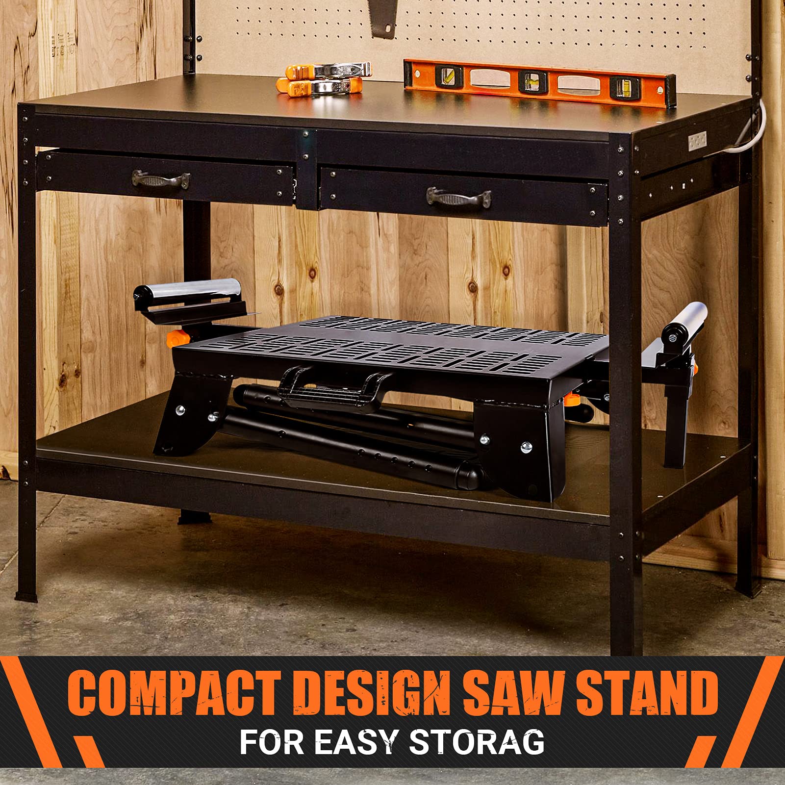 Saw Stand, Power Tools Stand with Workbench Station, Supports up to 500 lbs, 6-Level Height Adjustment, 67-4/5" Max Sliding Rail, Universal Saw Stand for All Saws even Cutting Machine-SS01