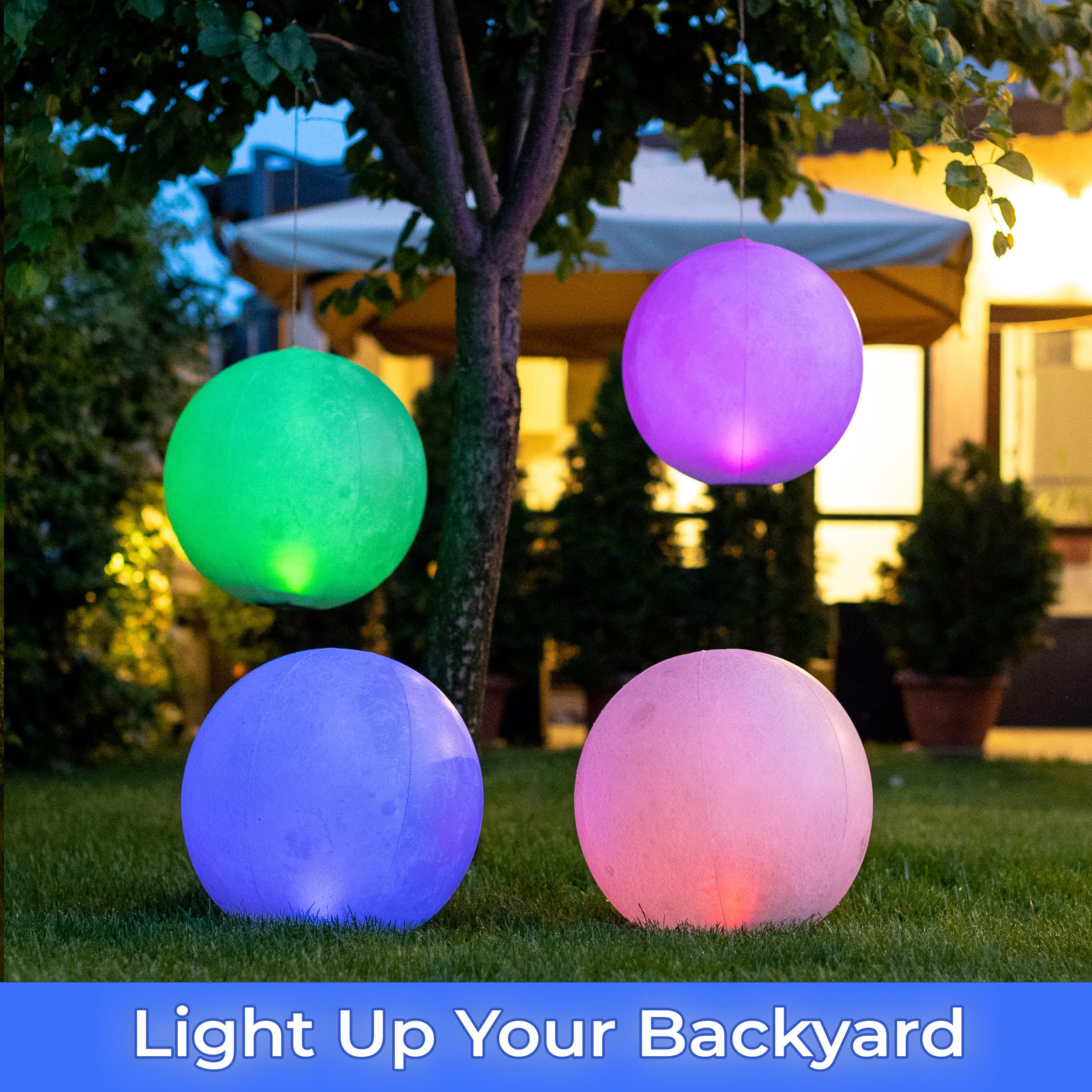 TIALLY Floating Pool Lights Solar Powered - 16" Full Moon Inflatable Led Lights for Pool, Floating Pool Light Ball for Swimming Pools, Ponds, Patio, Wedding, Pool Party Decor- 2 Pack
