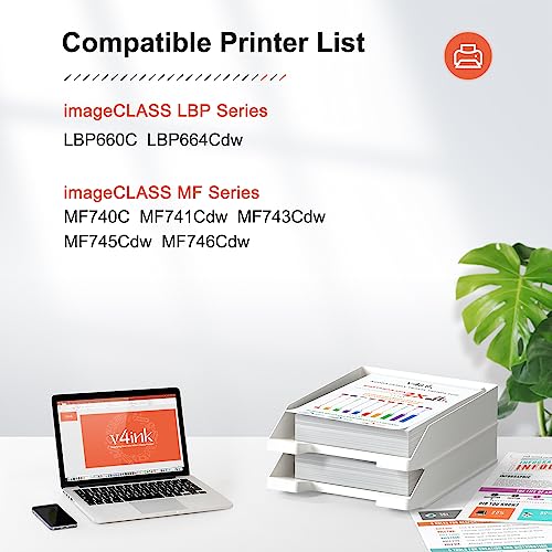 v4ink 055H High Yield Toner (with Chip) Compatible Replacement for Canon 055H 055 High Capacity Work with Canon imageCLASS MF743Cdw MF741Cdw MF745Cdw MF746Cdw LBP664Cdw Toner Cartridge Set, 4-Pack