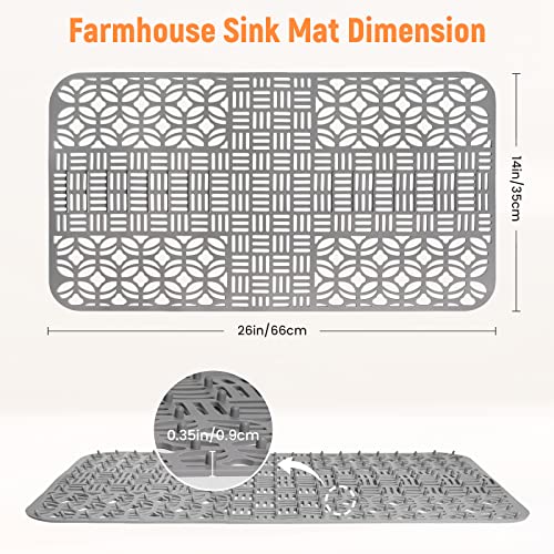 Silicone Sink Mat with DIY Drain Hole 26''x14'' Sink Protectors for Kitchen Sink Non-slip Heat Resistant Sink Protector Grid Accessory for Bottom of Farmhouse Stainless Steel