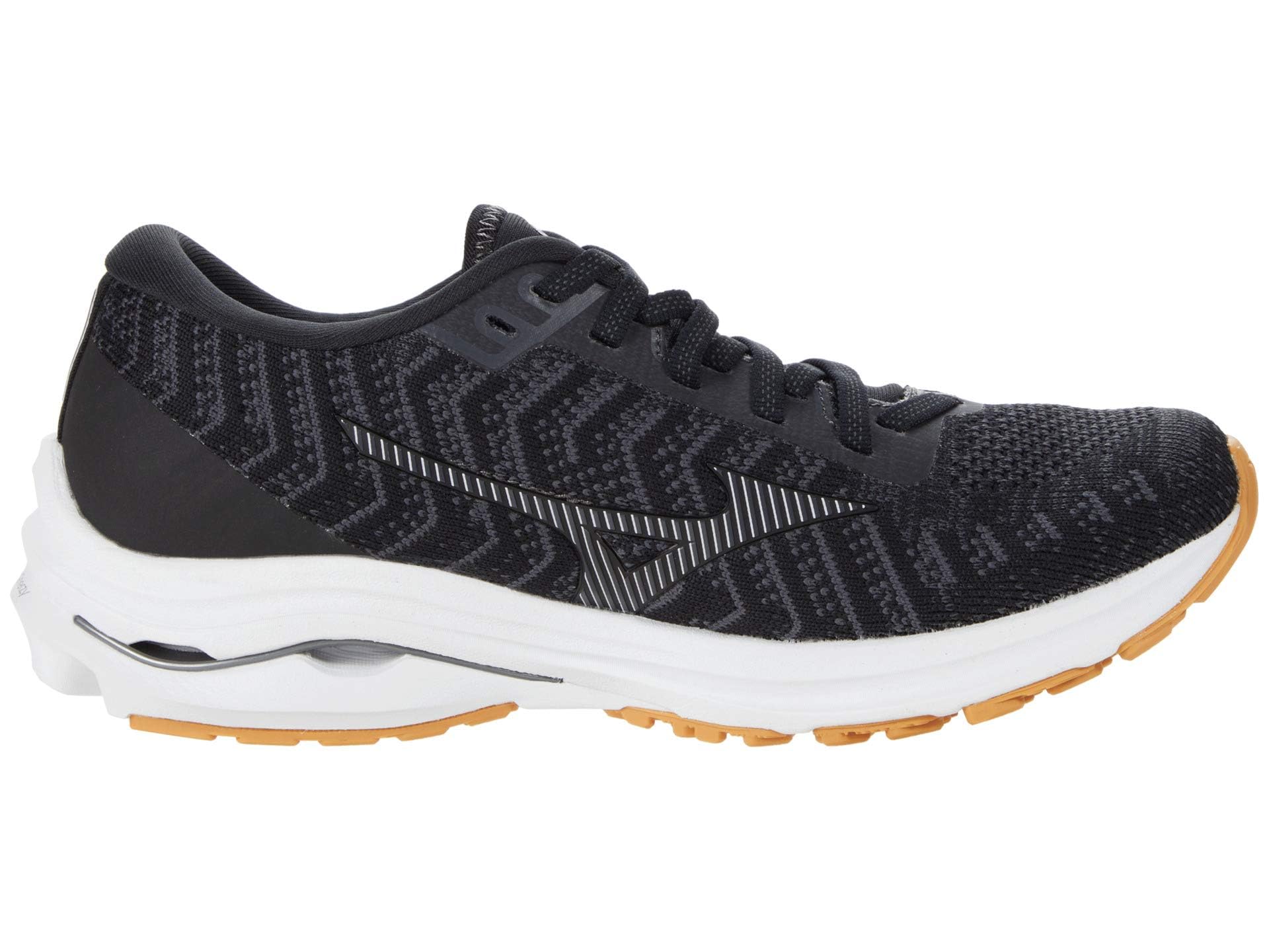 Mizuno Women's Wave Rider 24 WAVEKNIT Running Shoe, Black-Dark Shadow, 6 D US