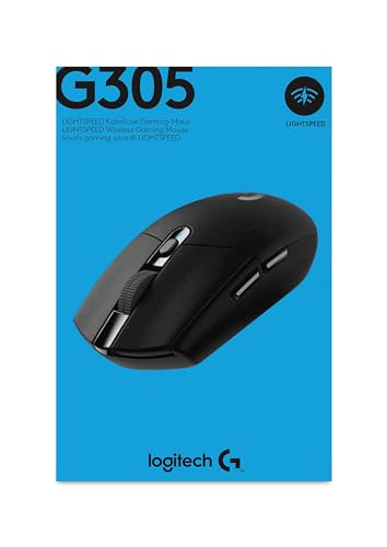 Logitech G305 Lightspeed Wireless Gaming Mouse, Hero Sensor, 12,000 DPI, Lightweight, 6 Programmable Buttons, 250h Battery Life, On-Board Memory, PC/Mac - Black (German Packaging)