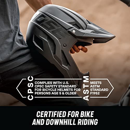 Mongoose Title Full Face Bike Helmet, Fits Head Circumferences of 55-56cm, Adult/Small, Matte Black