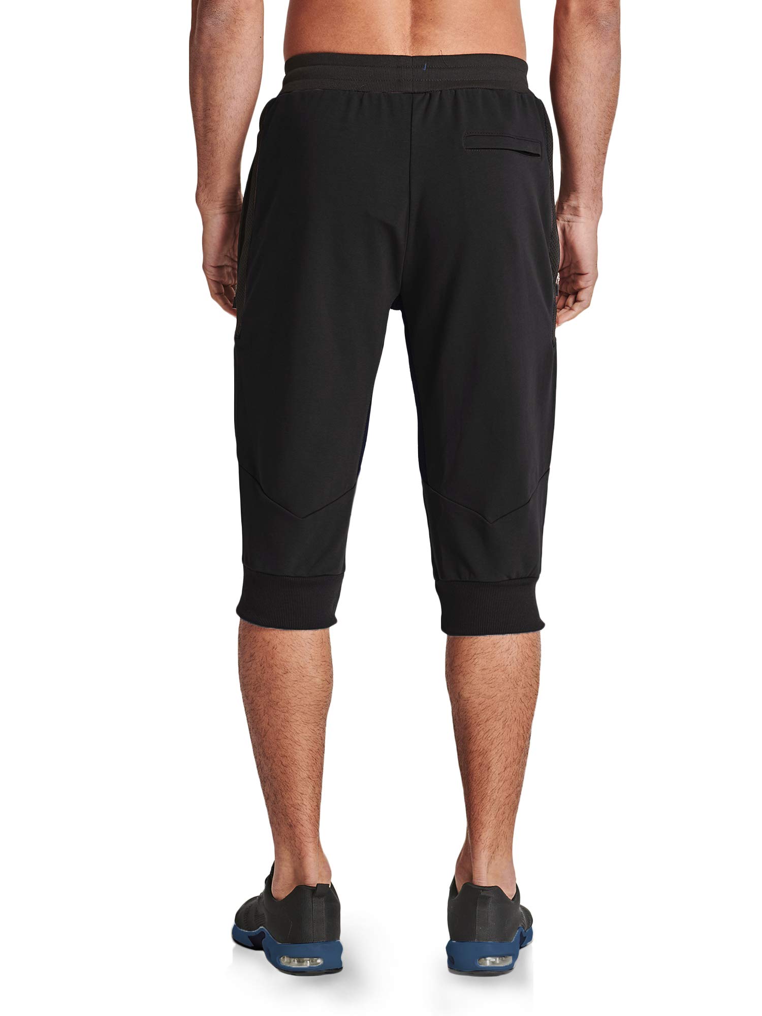 MAGCOMSEN Mens Capri Joggers with Zipper Pockets 3/4 Sweatpants Knee Length Shorts Running Shorts Training Shorts Capri Shorts Workout Pant for Men