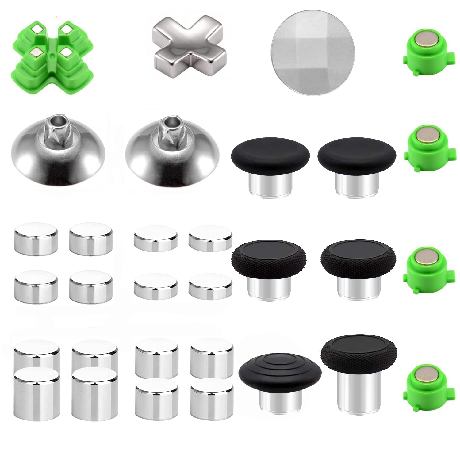 Replacement Buttons Kits for PS5 Controller, Magnetic Swap Thumbsticks D-pad ABXY Buttons, Metal Repair Parts for Playstation 5 Controller (31 in 1)