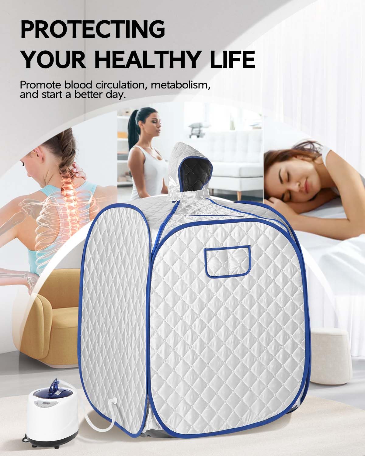 Simivol Sauna Steamer Machine, Portable Sauna Steamer, Steam Generator for Sauna, 2.5 Liter Home Sauna Steamer Pot with Remote Control, Steam Cup | Home Spa Sauna Accessories