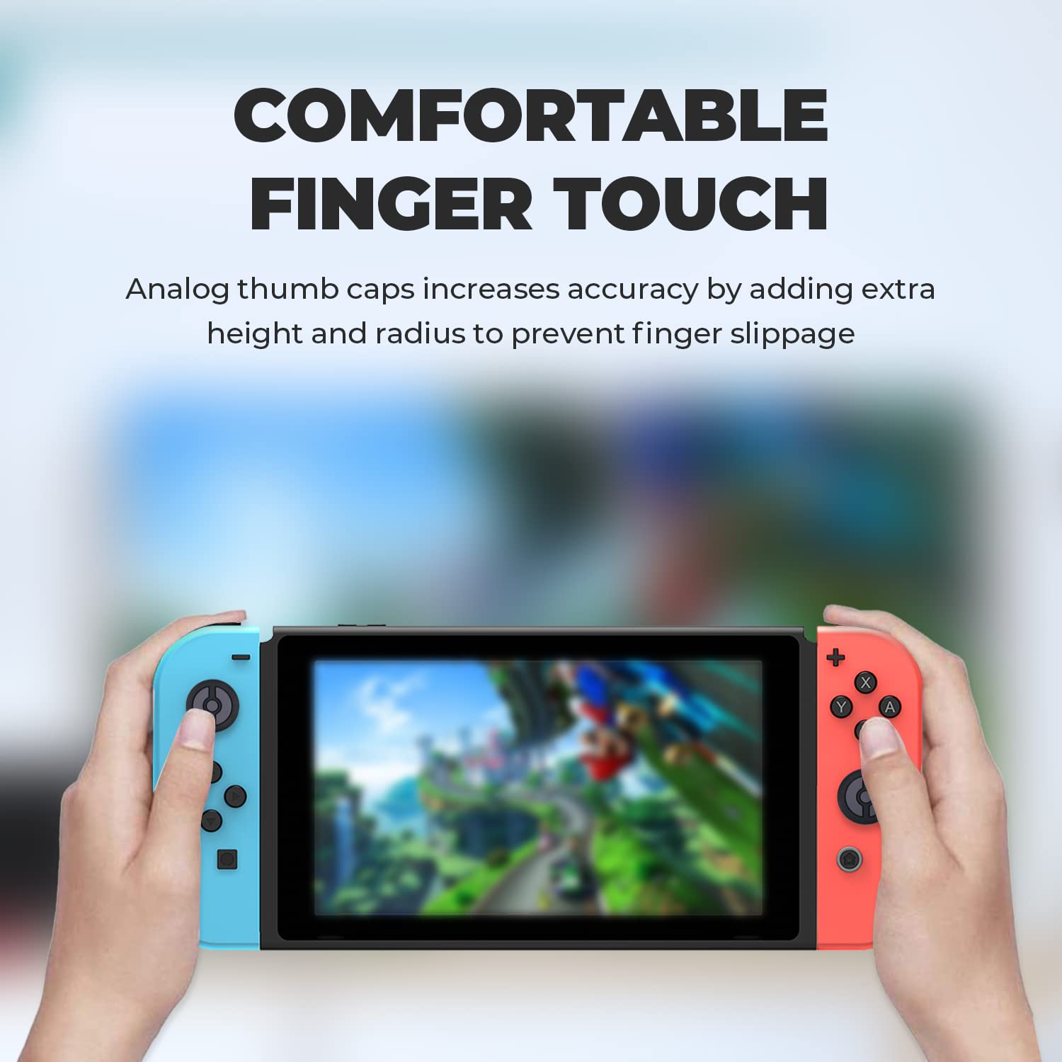 Thumb Grip Set Joystick Caps Compatible with Nintendo Switch/OLED/Lite Console,Silicone Analog Stick Caps for Switch Joy-Con Controllers – White+Black,2 Pairs