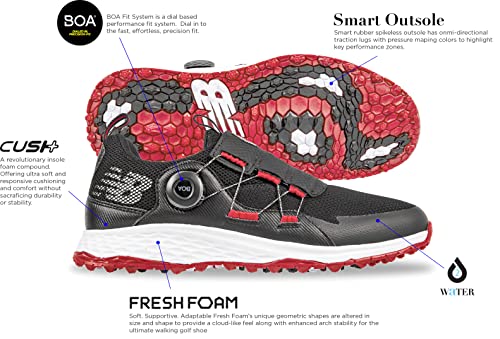 New Balance Men's Fresh Foam PaceSL BOA Golf Shoe, Black/Red, 12