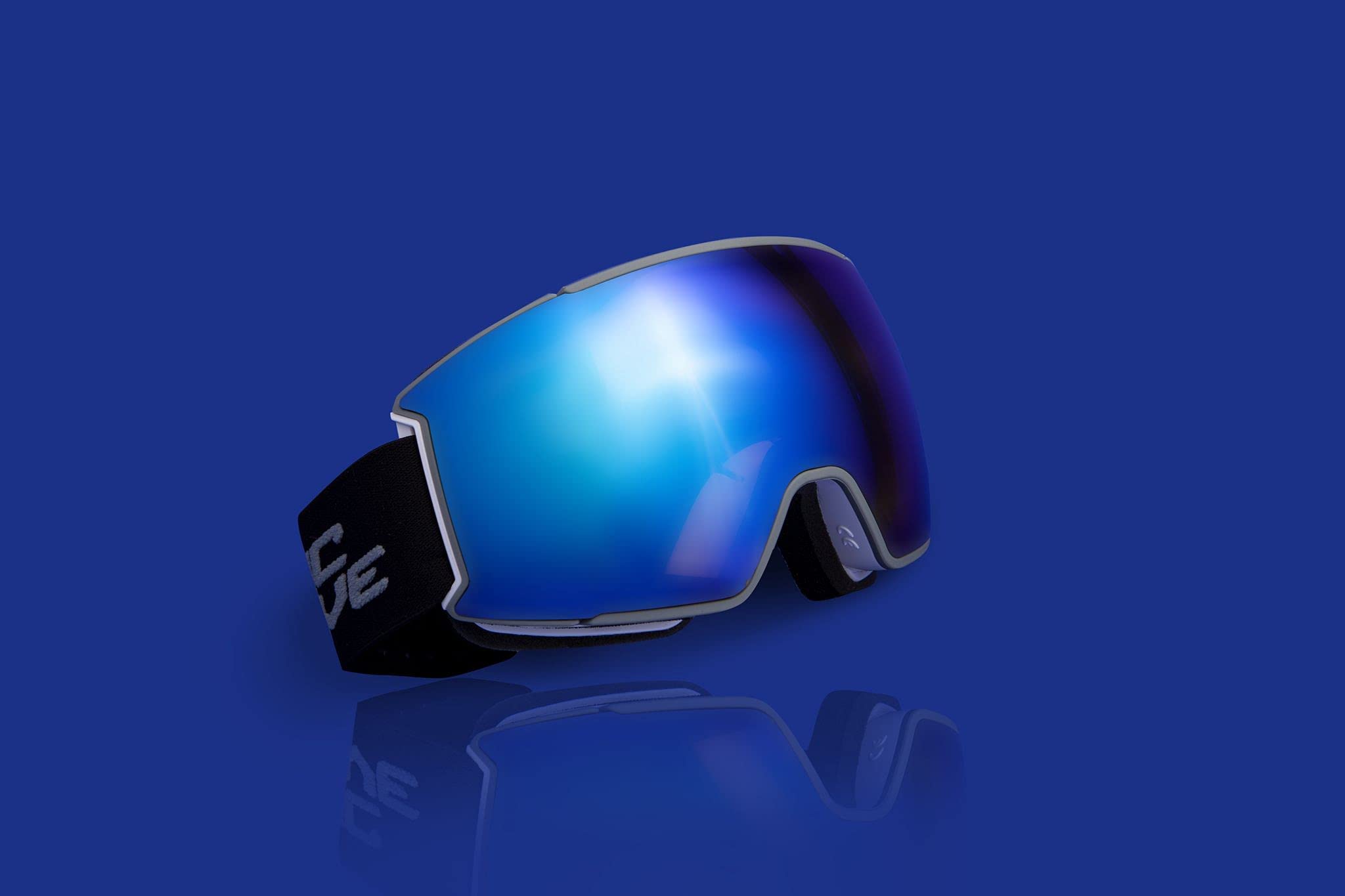 Optic Nerve - 2022 Premium & Affordable Goggles, Wolf Creek Edition with Shiny White Frame/Blue Zaio Mirror/Yellow Lens