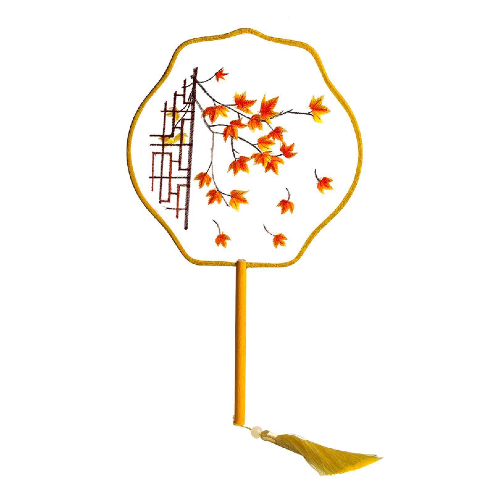 NA Tuan Fan Ancient Country Fan semi Transparent Long Handle Tassel Dance Fan Female Ancient Costume Hanfu Cheongsam Embroidered Small Round Fan Embroidery - Cute Panda