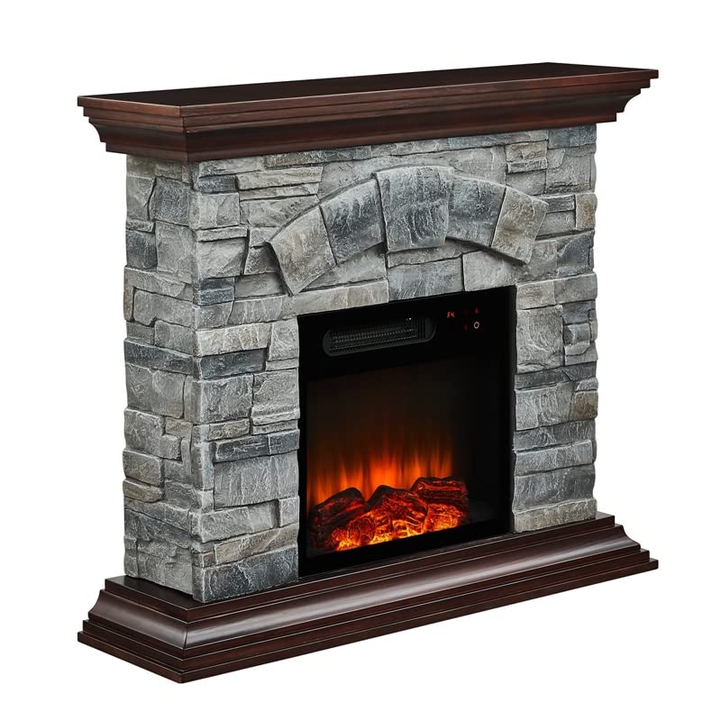 LIVILAND 40 in. Magnesium Oxide Freestanding Electric Fireplace in Gray