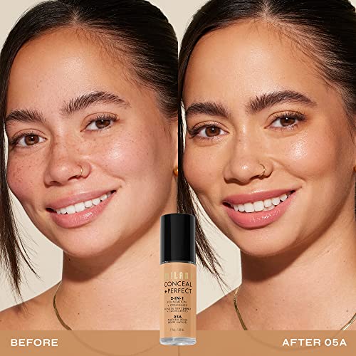 Milani Conceal + Perfect 2-in-1 Foundation + Concealer - Natural Beige (1 Fl. Oz.) Cruelty-Free Liquid Foundation - Cover Under-Eye Circles, Blemishes & Skin Discoloration for a Flawless Complexion