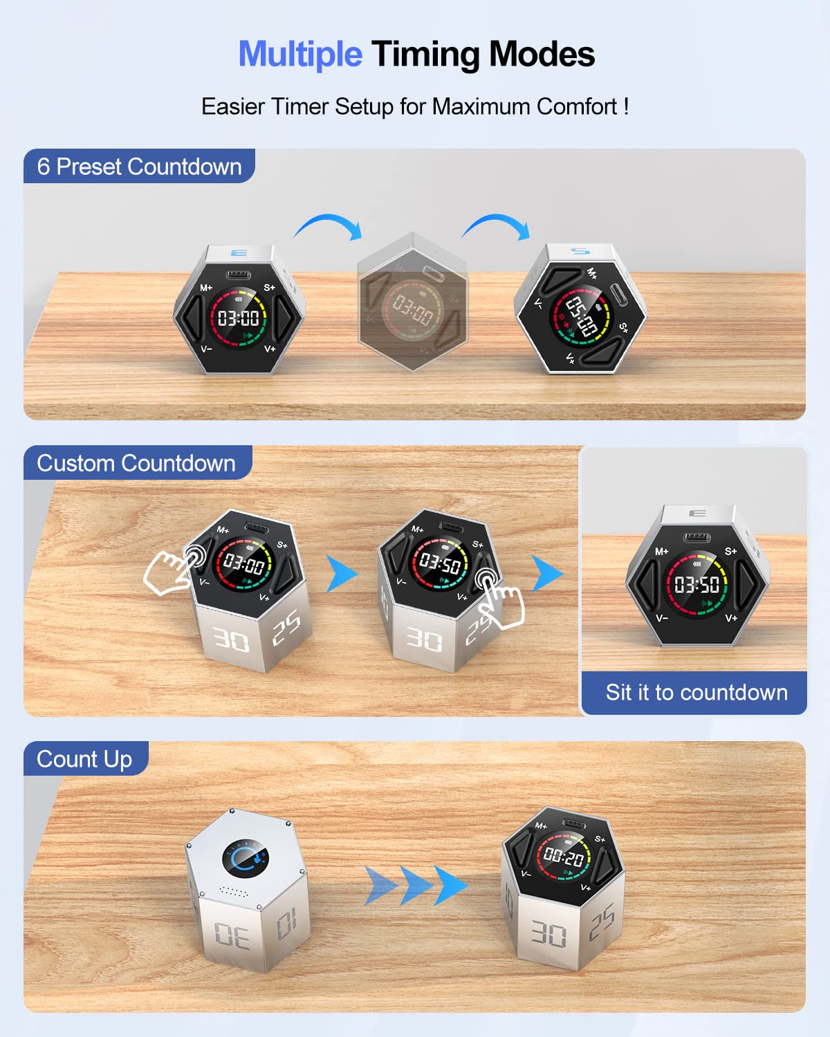 Ticktime Pro Pomodoro Timer, Productivity Cube Timer, Magnetic Flip Timer, Pause & Resume, Mute, Vibrate & Adjustable Sound Alert, for Task, Work, ADHD, 3/5/10/15/25/30min & Custom Countdown, Green