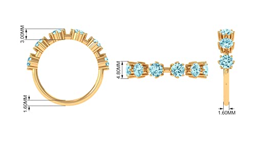 Natural and Certified Aquamarine Wedding Anniversary Ring, AAA Quality, Stackable Ring for Women - March Birthstone, 14K Rose Gold, Size:US 9.00