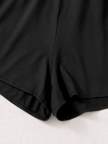 MakeMeChic Women's Plus Size Casual Drawstring Waist Workout Active Shorts Black-3 3XL