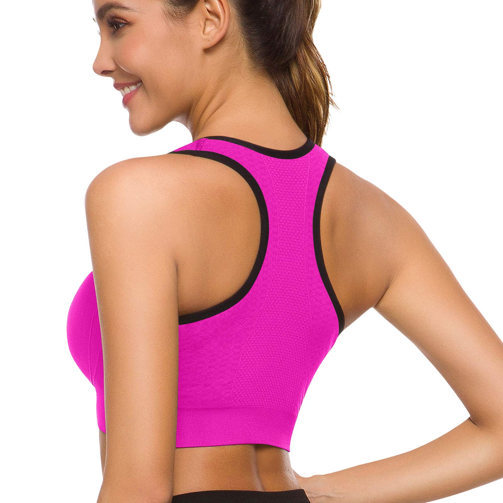 Lykoxa Racerback Sports Bras for Women Seamless Wirefree Comfortable Padded Cute Sports Bra Medium Support Workout Bra Red