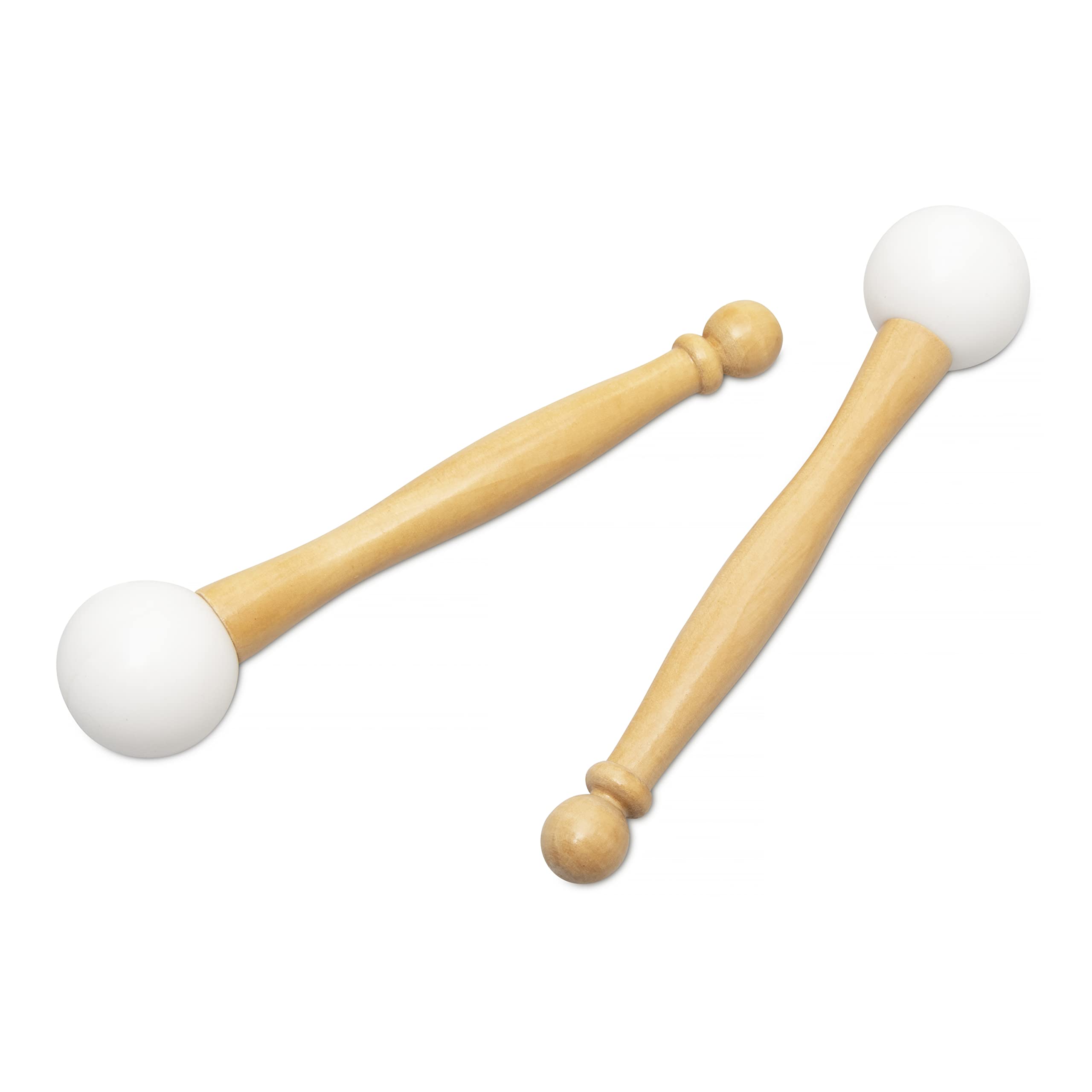 Ronoto River Rubber Mallet 2 Pack - Rubber Ball Striker with Wooden Handle - For Playing Crystal Singing Bowls of Different Sizes