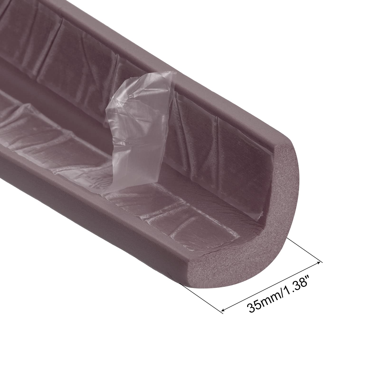 uxcell Corner Guards Edge Protectors 16.4ft(5M), Foam Safety Bumper L Shape for Furniture Corner Table Edge Guard, Brown