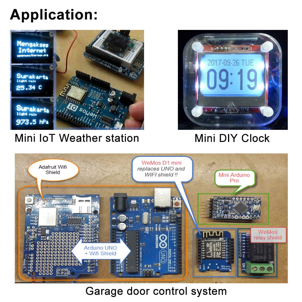 MakerFocus 2pcs D1 Mini NodeMCU 4M Bytes Lua WiFi Development Board Base on ESP8266 ESP-12F N Compatible NodeMcu Ar duino