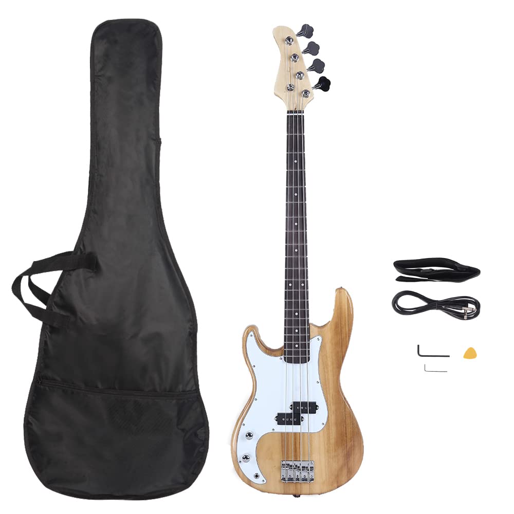 Lykos 4 Strings Left Hand Electric GP Bass Guitar + Cord + Spanner Tool + Plectrum (Burlywood)