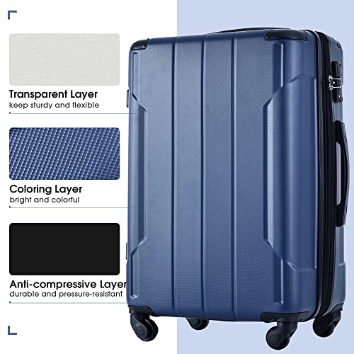 Merax Hardside Luggage Sets 3 Piece Luggage Set Carry On Expandable Luggage with TSA Lock Spinner Wheels for Men Women (Blue)