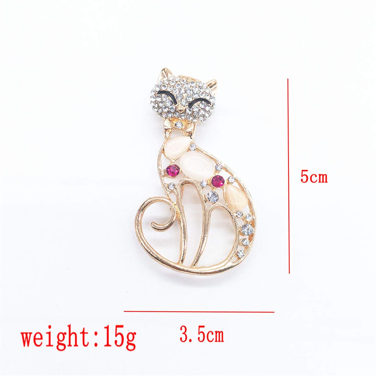 LALANG Women Vintage Black Crystal Cute Cat Brooch Pins Clothing Bag Accessories