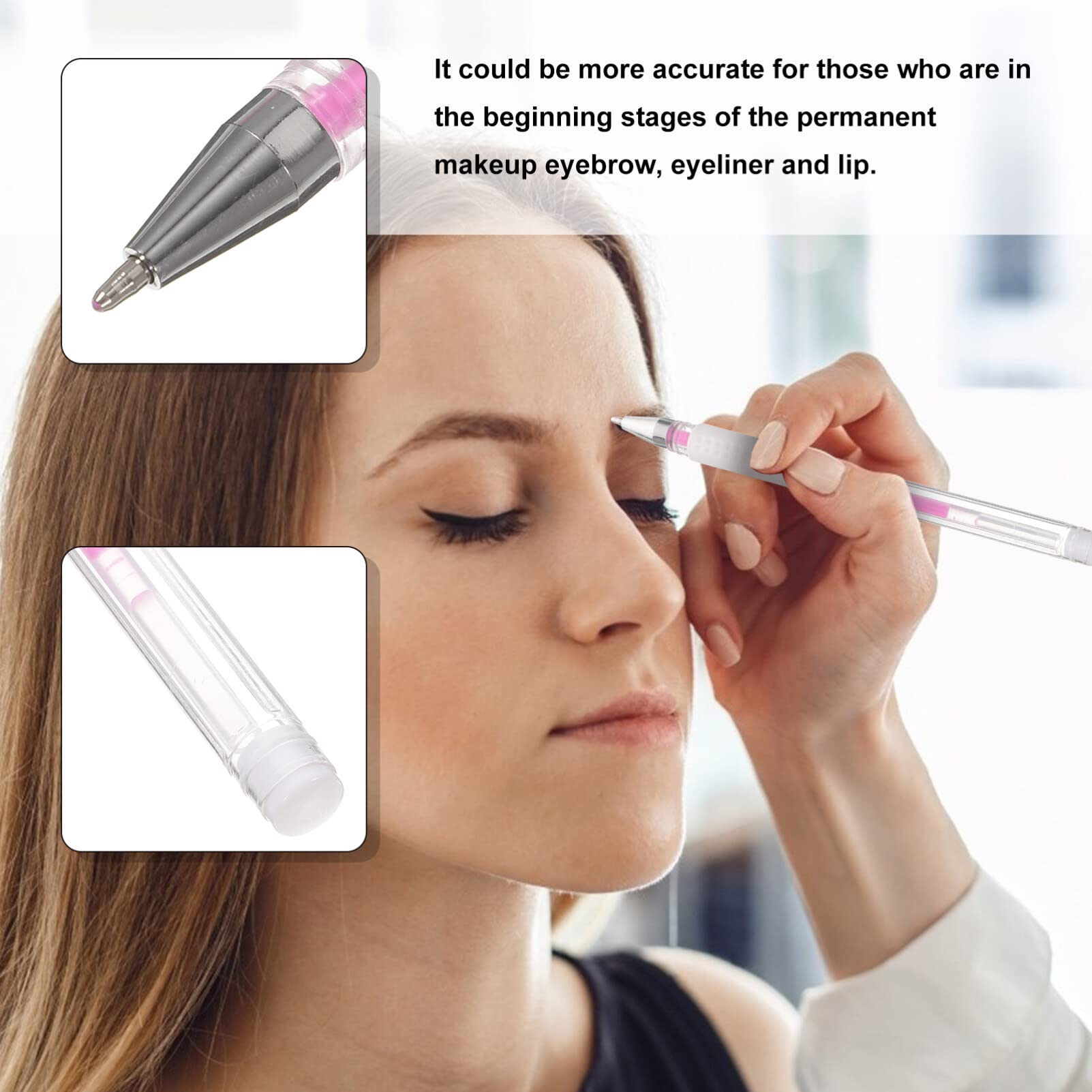 Pink Eyebrow Microblading Marker Pen Skin Marker Pen Stencil Markers Pen Eyebrow Marker Pen Pink (3 *Pen + 6 *Pen Refills)