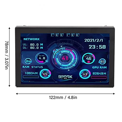 Yoidesu 5in IPS USB Mini Screen, Computer Temp Monitor AIDA64 PC CPU RAM HDD Data Monitor, PC Sensor Panel Display Temperature Monitor for Raspberry Pi, for Linux, for Windows
