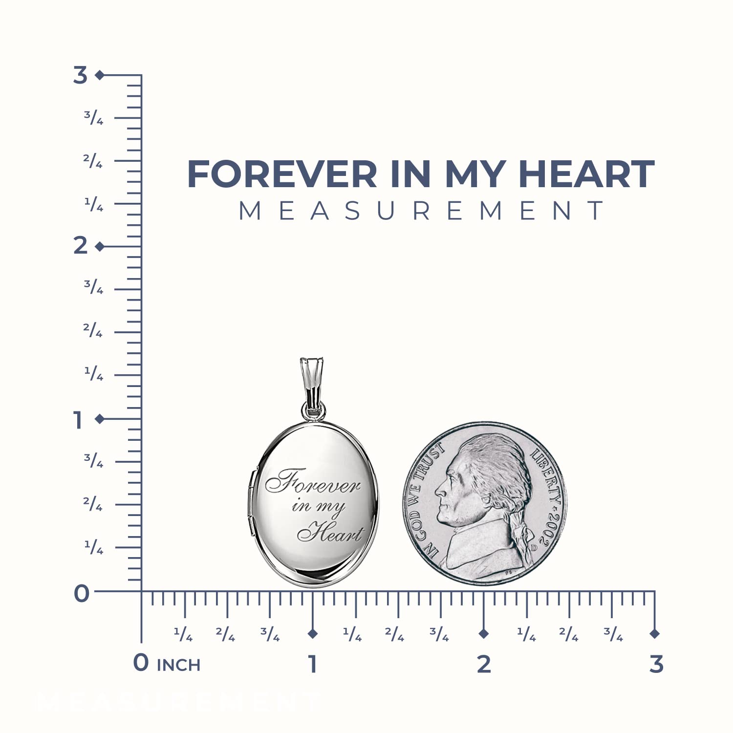 PicturesOnGold.com Sterling Silver Oval Forever in My Heart Locket with 18 Inch Chain