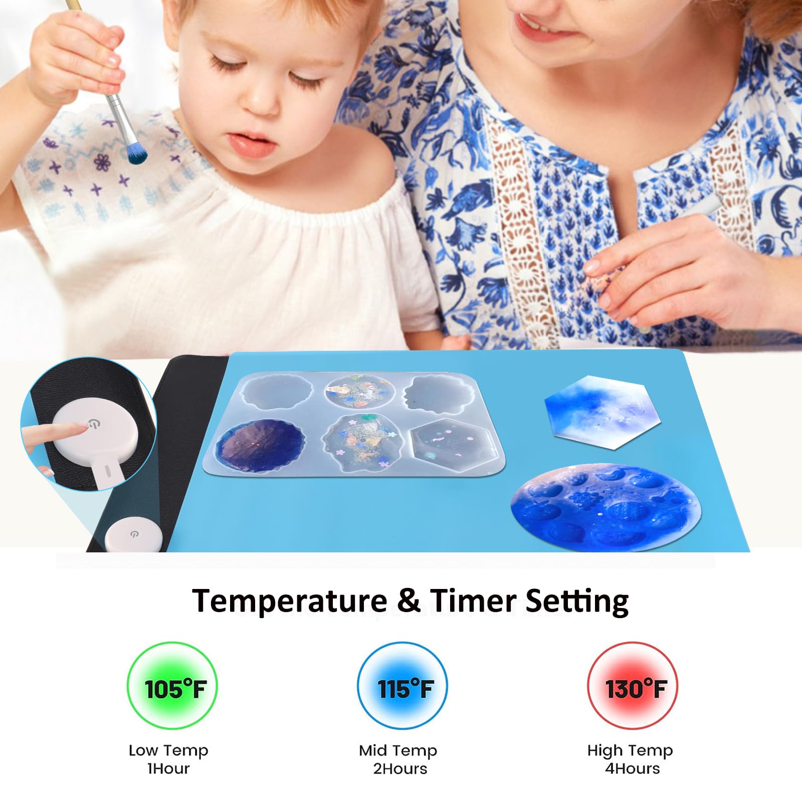 LAKIX Fast Resin Curing Machine,Large Resin Heating Mat with Timer and Cover, Silicone Mat for Perfect Resin Results, 4-Hour Auto Shut-Off Drying Pad for DIY Epoxy Resin