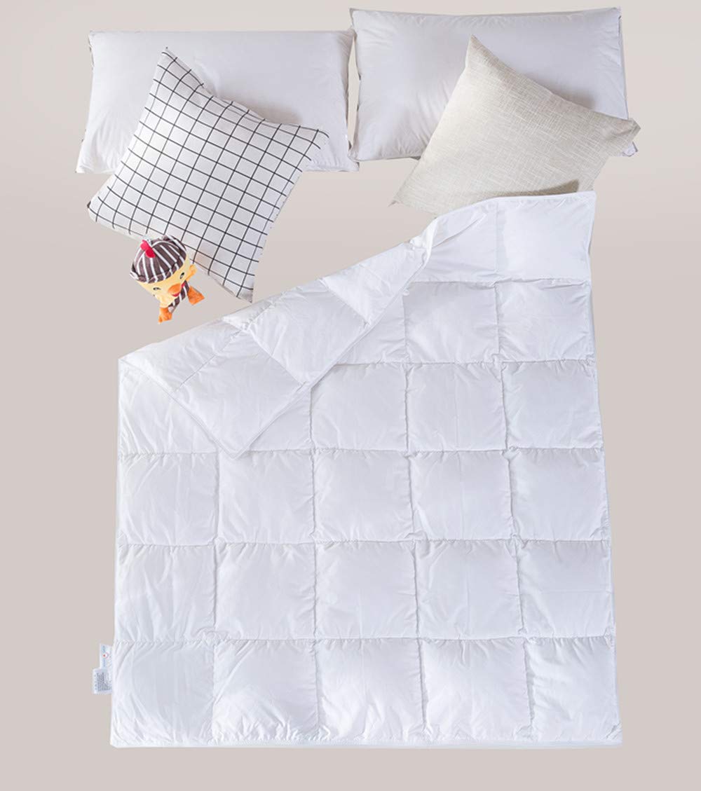 Lightweight Summer Baby/Toddler White Down Blanket Comforter Duvet Insert for Crib Bedding, Soft Cotton Shell, Machine Washable, White, 41x48 Inches