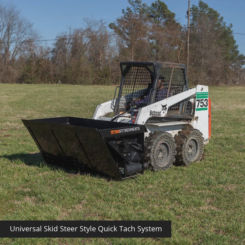 Titan Attachments 72-in Side Discharge Bucket for Sand Mulch Sawdust Spreader