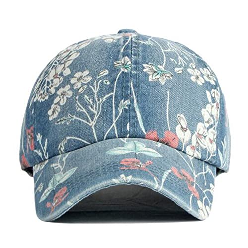 Qianuer Denim Cotton Baseball Cap for Women Adjustable Trendy Low Profile Dad Hat (Blue A)