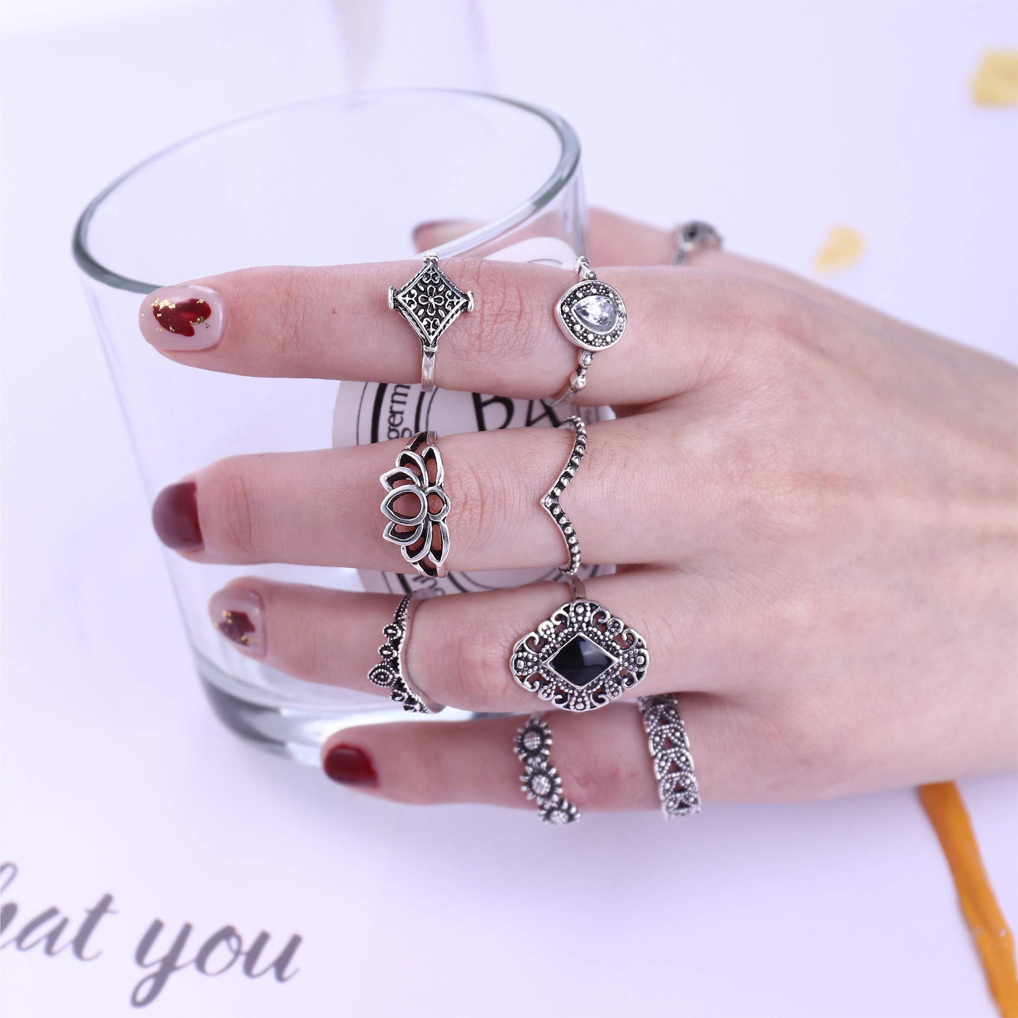 ORAZIO 85Pcs Stackable Knuckle Rings Set for Women Vintage Rings Stacking Midi Finger Rings Bohemian