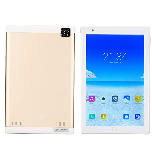Yoidesu 8in Tablet, WiFi Gaming Tablet HD 4GB and 64GB Memory 8 Million 16 Million Pixels, Portable Tablet PC Dual SIM 3G Call US Plug 110 to 240V (Gold)
