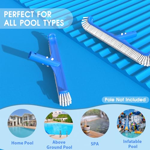 TidyMister Pool Brushes for Cleaning Pool Walls Strong Pool Brush Head for Inground & Above Ground Pools 90 Degrees 17.5'' Pool Scrub Brush for Corners, Curves,Steps,Ladders,Professional Pool Cleaner