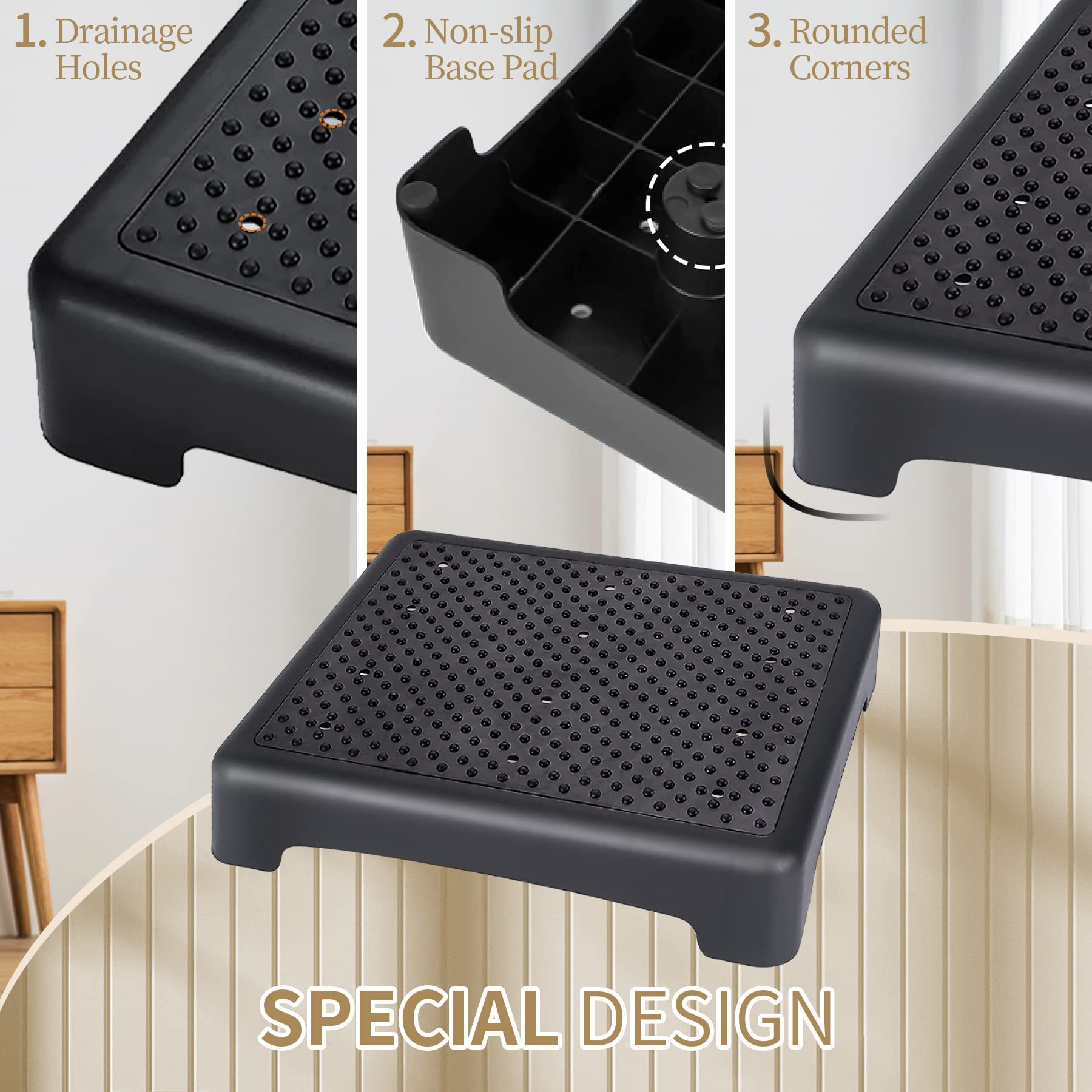 Mobility Step Stool,Heavy Duty Step Platform with Non-Slip Surface 400 Lbs Load Capacity,Half Step Stool for Adults,Elderly Seniors Indoor and Outdoor Use,Black