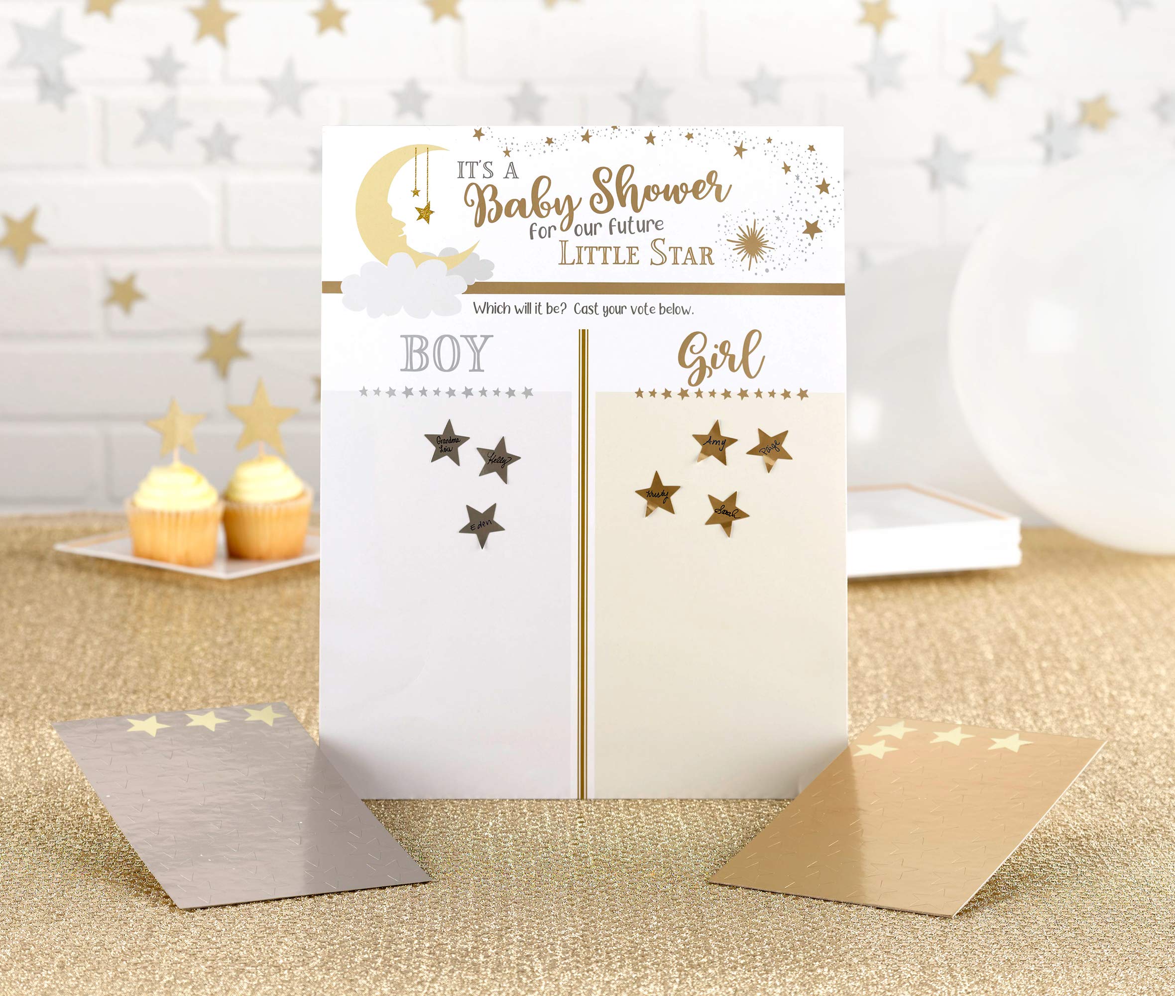Lillian Rose Twinkle Themed Baby Shower Gender Reveal Voting Board, Gold